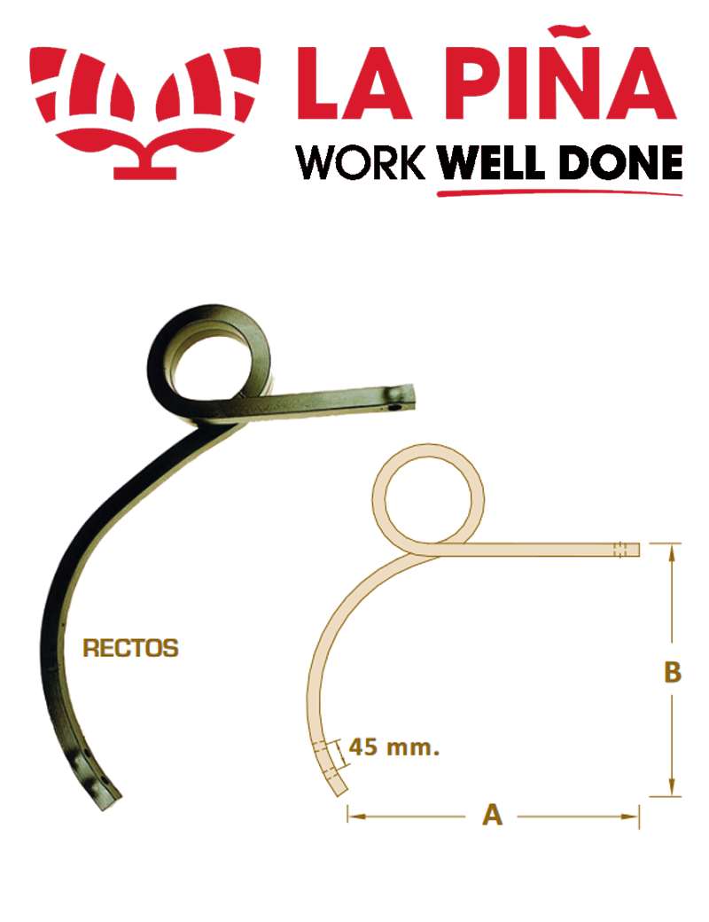 Brazo espiral LA PIÑA de 32 recto derecho - Repuestos Agrícolas Román